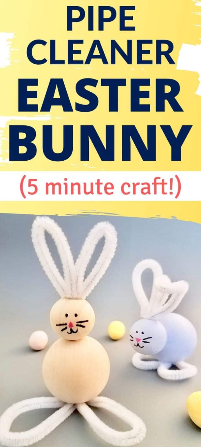 Wood Bead and Pipe Cleaner Bunny | We Three Shanes