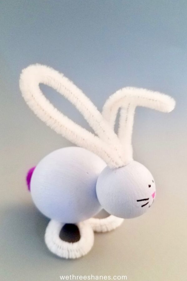 Wood Bead and Pipe Cleaner Bunny | We Three Shanes