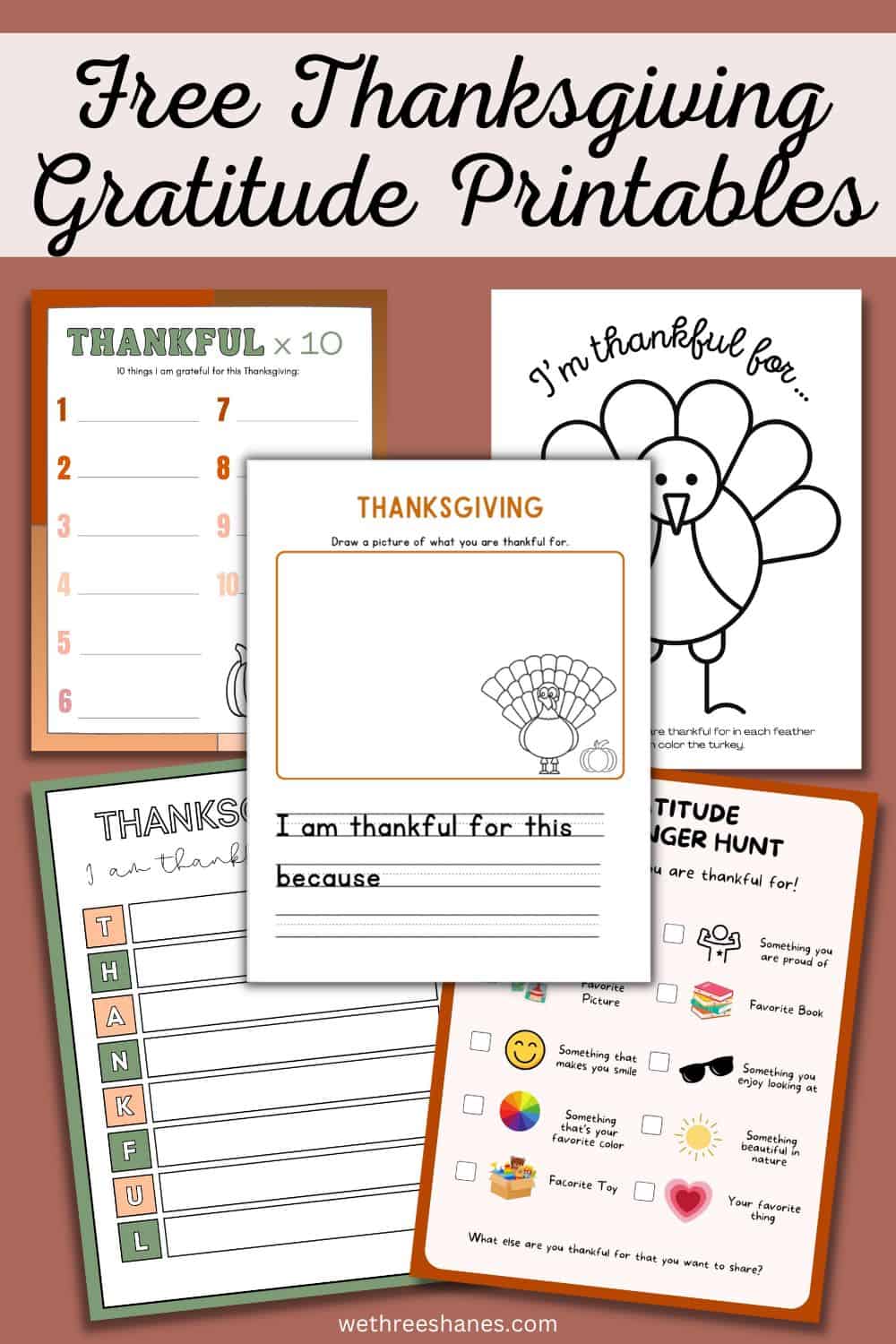I am Thankful Free Printables for Kids this Thanksgiving | We Three Shanes