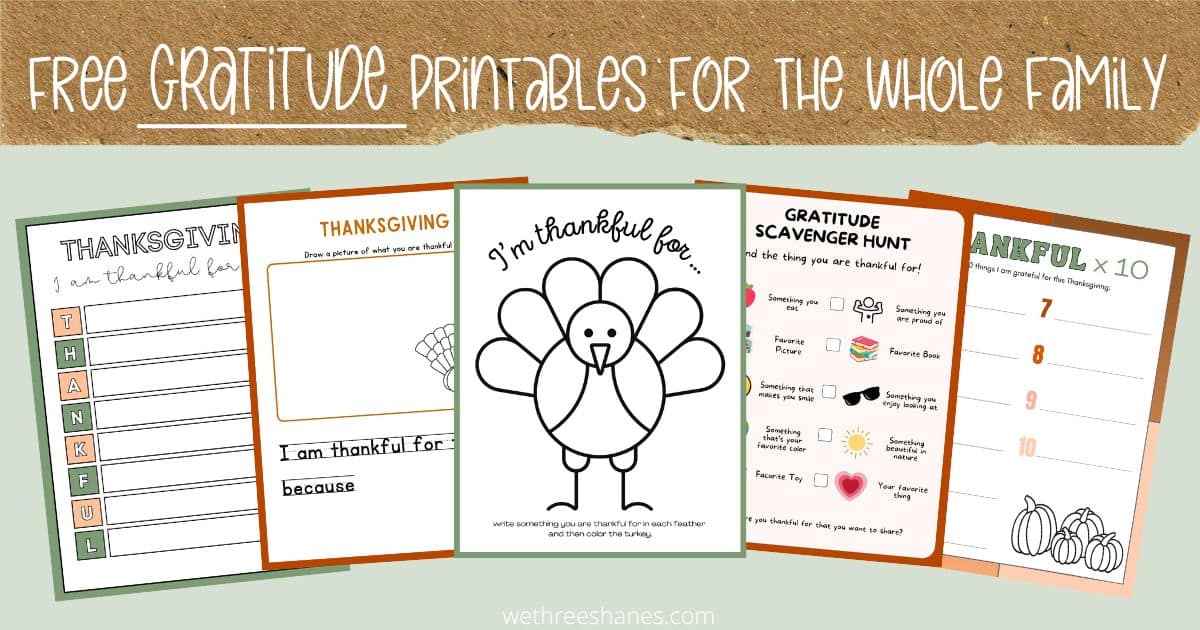I am Thankful Free Printables for Kids this Thanksgiving | We Three Shanes