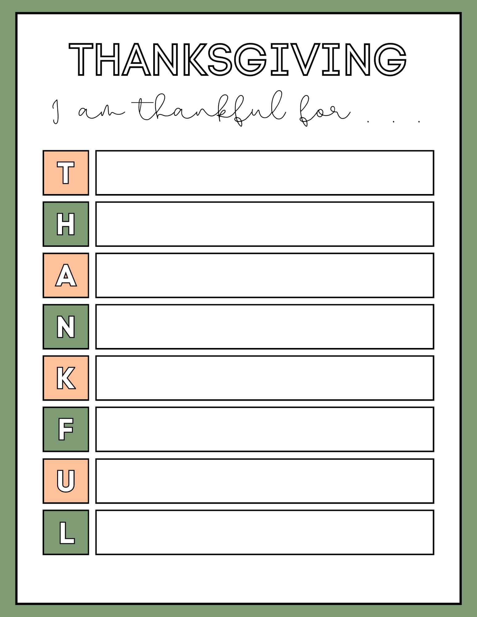 I am Thankful Free Printables for Kids this Thanksgiving | We Three Shanes